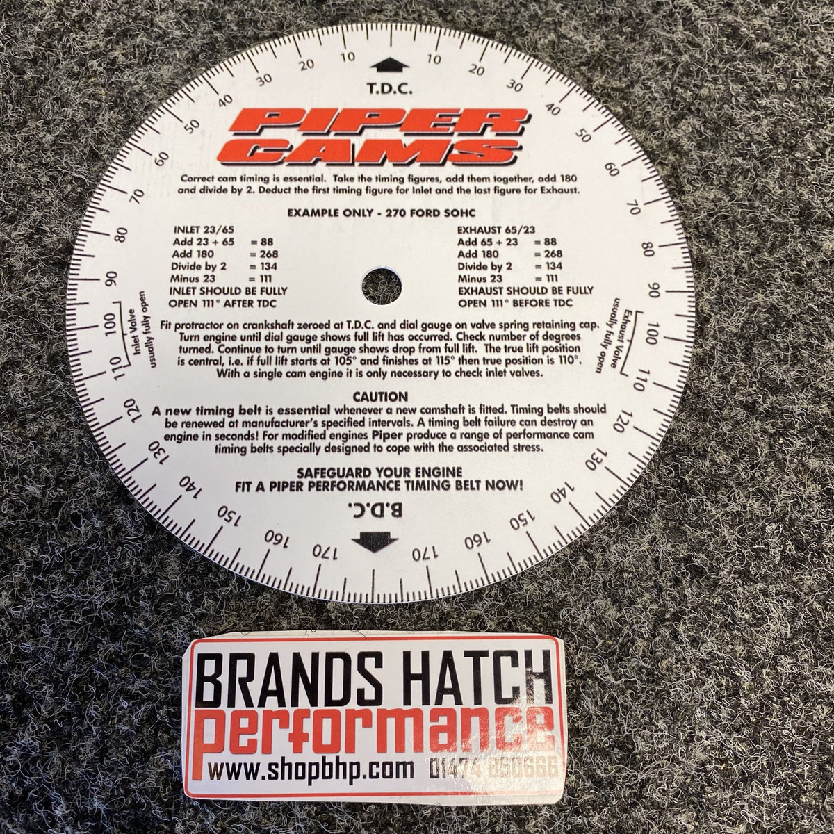 Camshaft Timing Disc For Cam Timing - Piper Cams – Brands Hatch ...